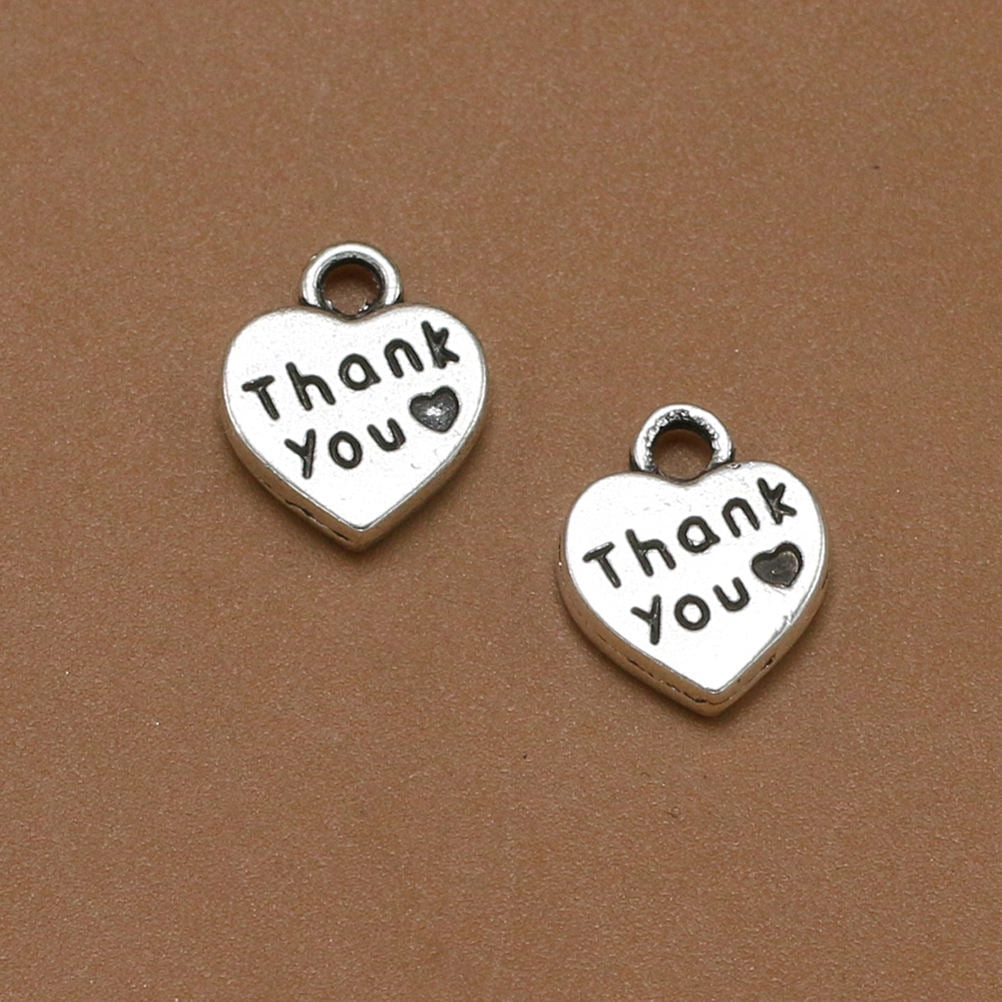 HEALEEP 20Pcs Heart Shape Antique Silver Pendant Letter Connect Charms ...
