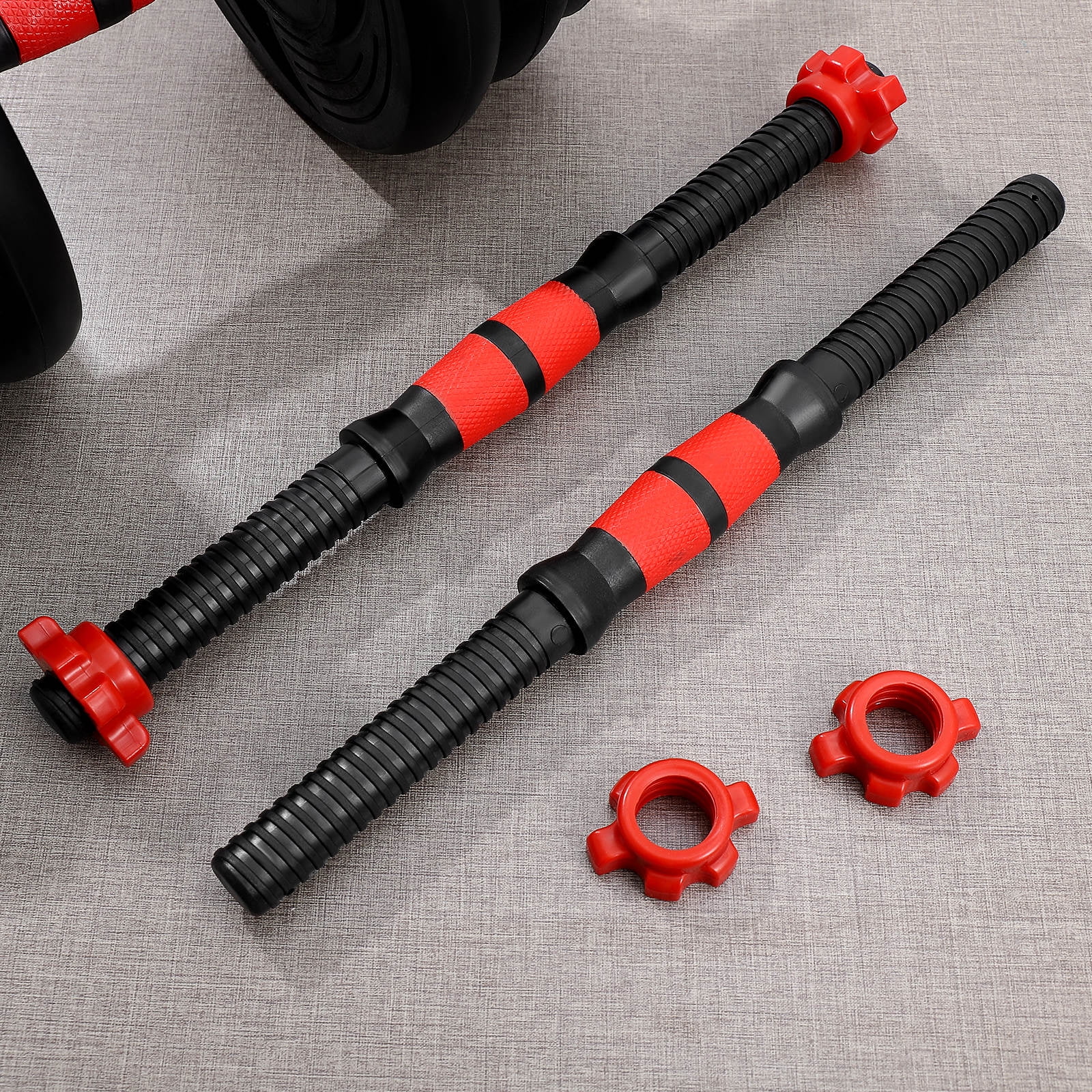 HEALEEP 2Pcs Dumbbell Bars Cylindrical Steel Plastic Knurled Handle ...