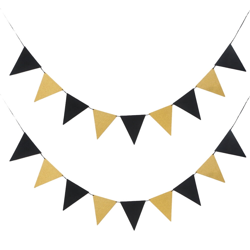 HEALEEP 2Set Graduation Pennant Bunting Banner Black Paper for ...