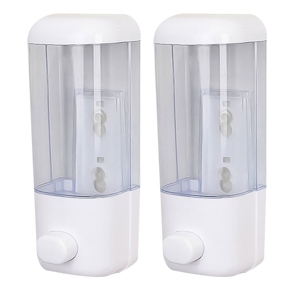 HEALEEP 2Set Wall Liquid Dispenser White Plastic Rectangular for Hotel ...