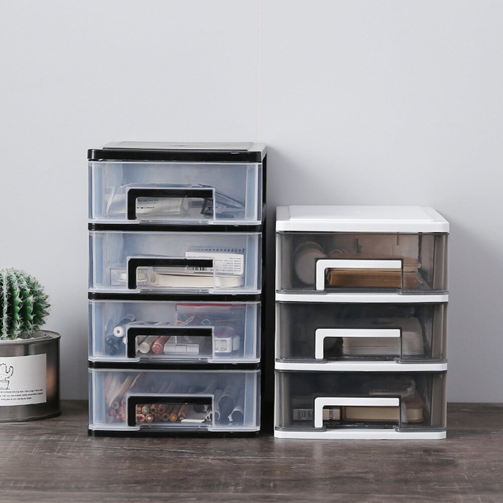 HEALEEP 3 Layers Drawer Storage Box Container Transparent Office White ...