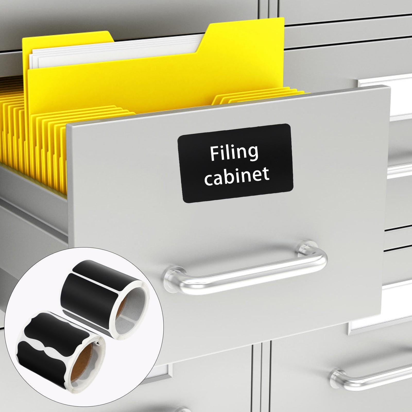 HEALEEP 300Pcs Rounded Edge Removable Food Stickers for Buffet in Black ...