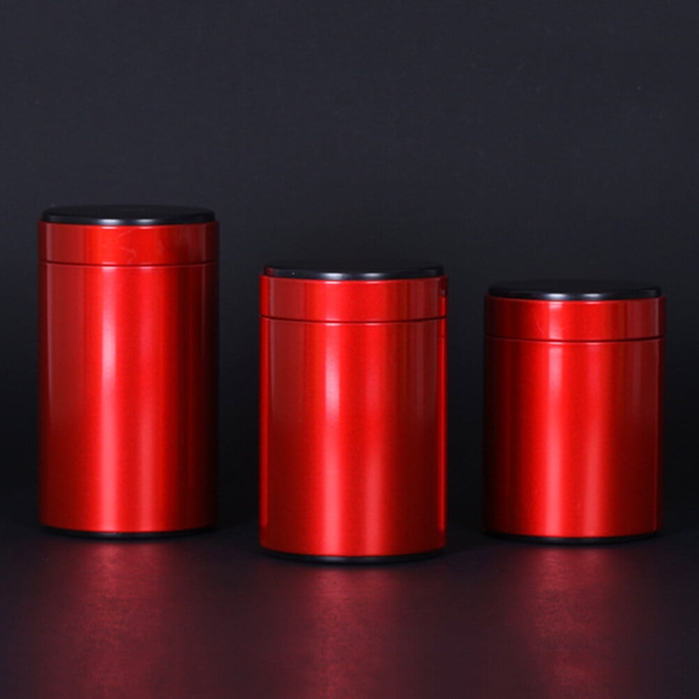 HEALEEP 3Pcs Tinplate Packing Can Red Round Shape for Loose Tea Storage ...