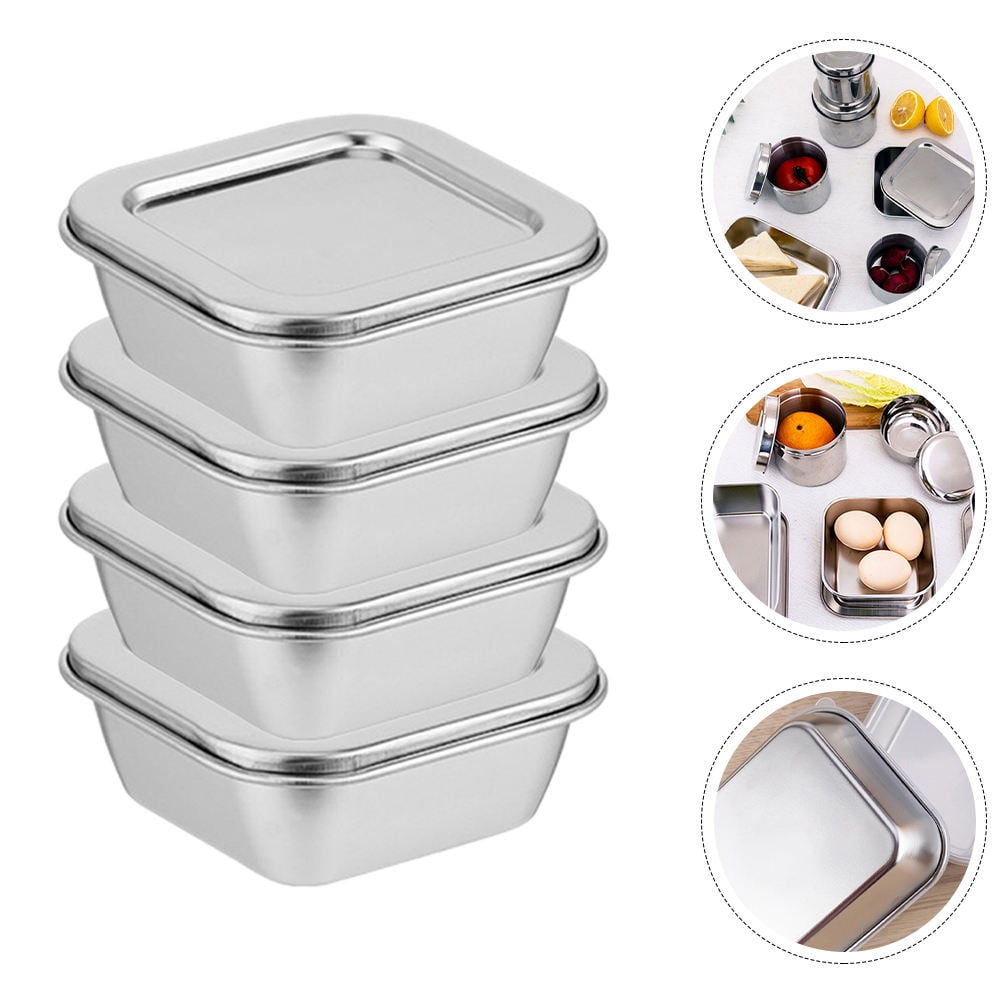HEALEEP Metal Food Storage Containers For School Canteen 4Pcs 12.0X12 ...