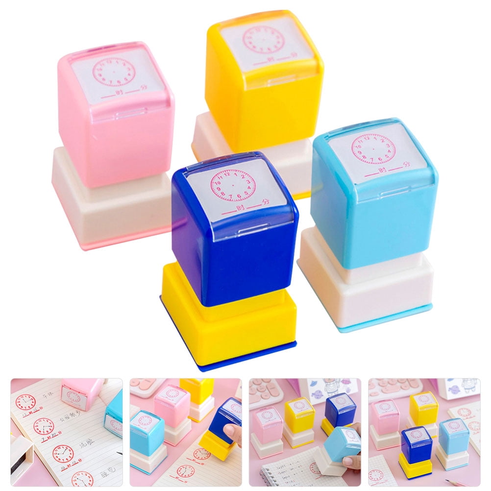 HEALEEP 4Pcs Clock Stamps for Kids DIY Projects and Imprinting 7.5X4 ...