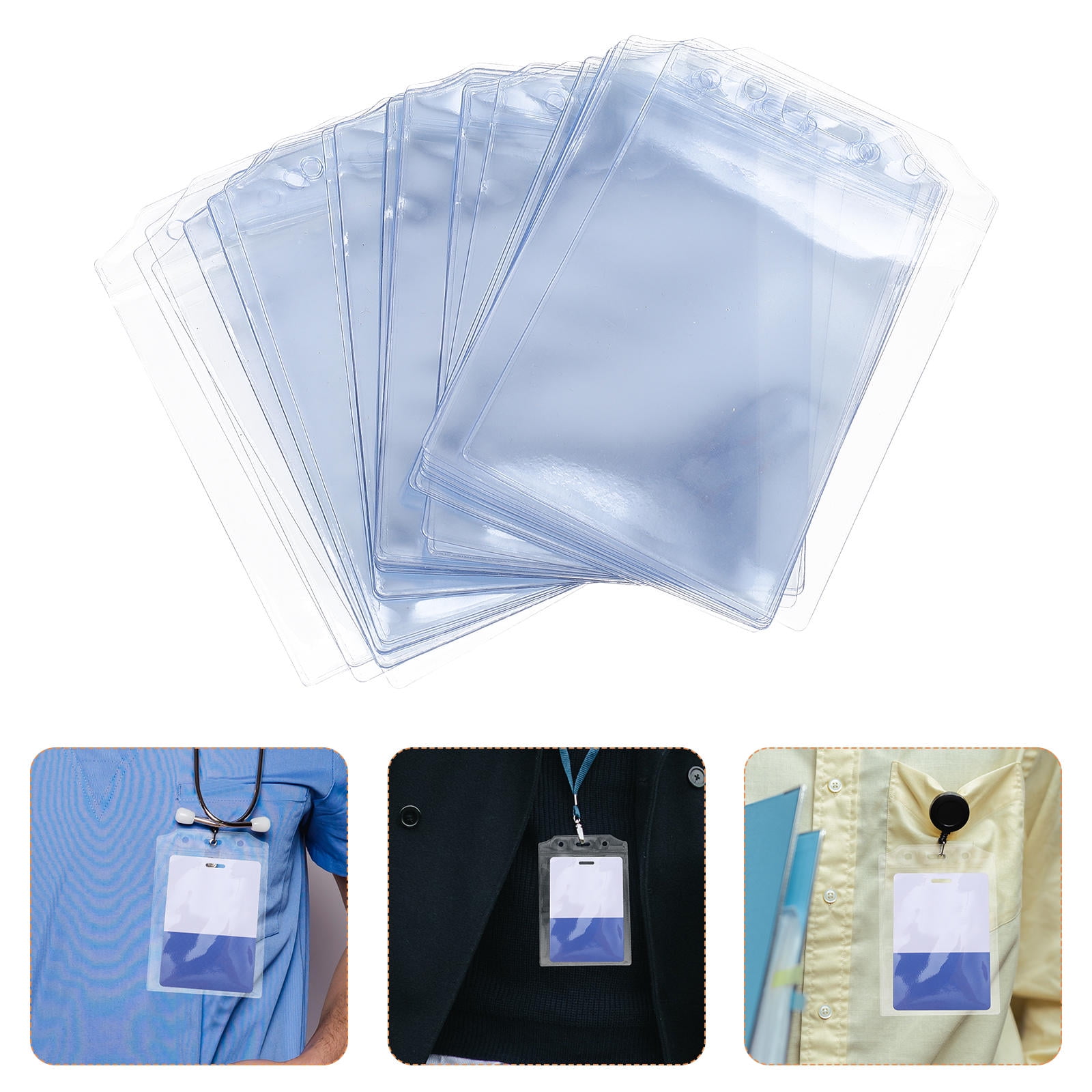 HEALEEP 50Pcs Clear PVC Badge Holder for Multi Function Cards ...