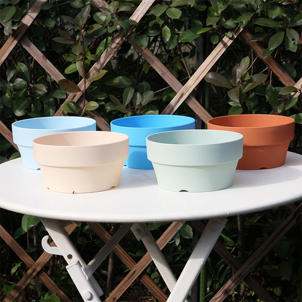 HEALEEP 5Pcs 6.5X6.5X3.3in Orange Round Plastic Plant Planter for ...