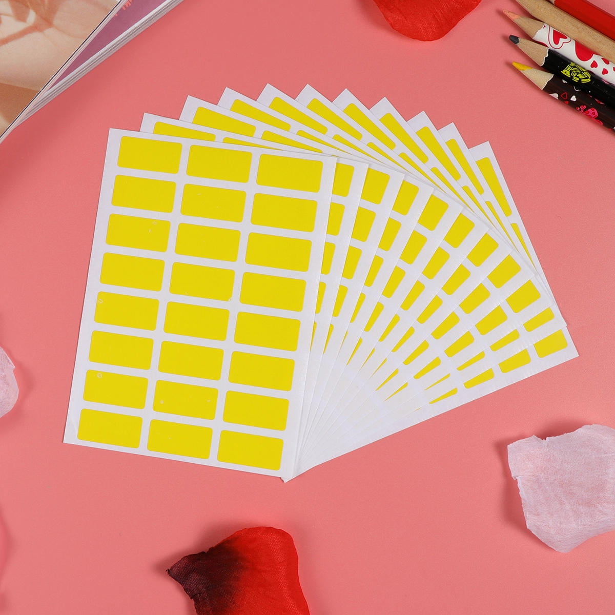 HEALEEP 6Set Rectangle Color Coding Labels for School Projects White ...