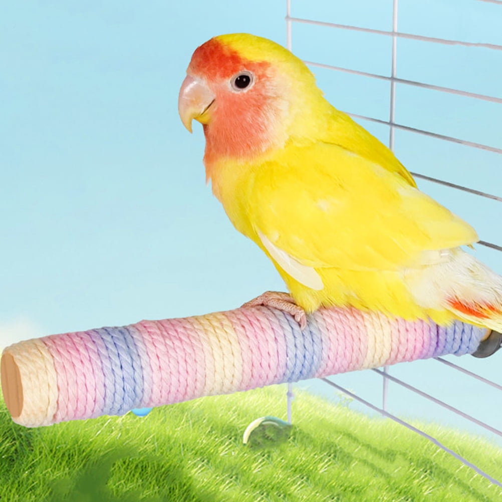 HEALEEP Assorted Color Wooden Cotton Rope Bird Perch for Parrots and ...