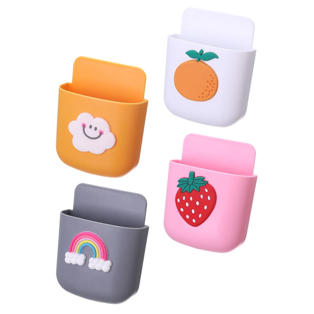 HEALEEP Remote Holder Wall Mounted 4Pcs Gray Plastic Storage Box 4.32x3 ...