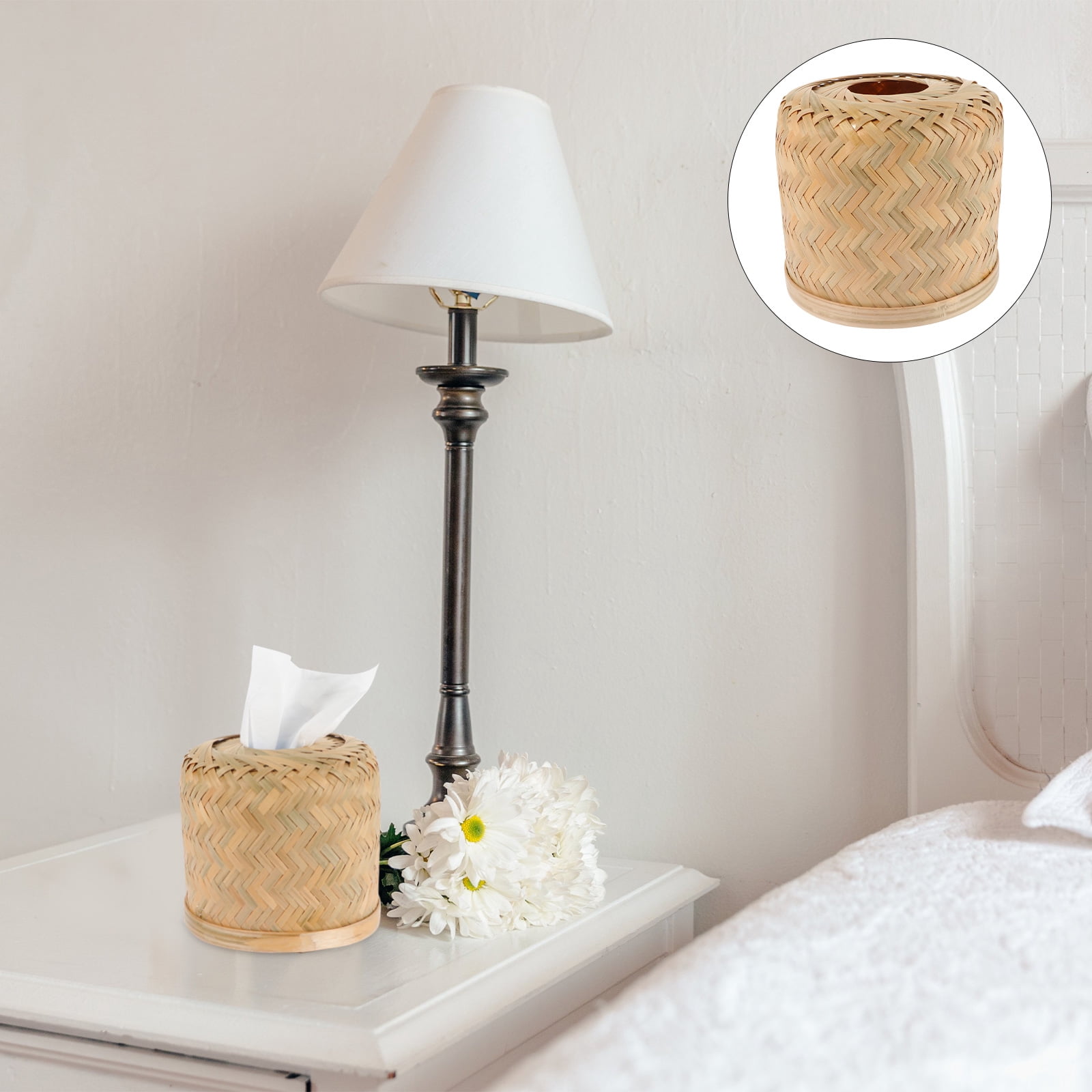 HEALEEP Bamboo Tissue Box Cover Khaki 1Pcs 5.4X5.4X4.7in - Walmart.com