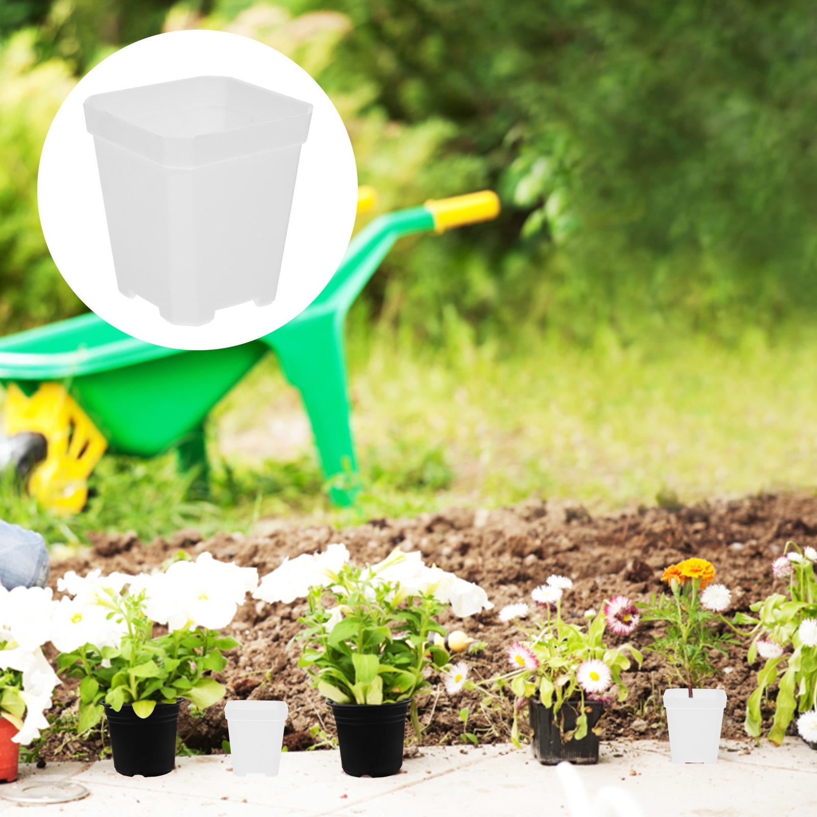 HEALEEP White Plastic Nursery Pots with Drainage Holes for Daily Use ...