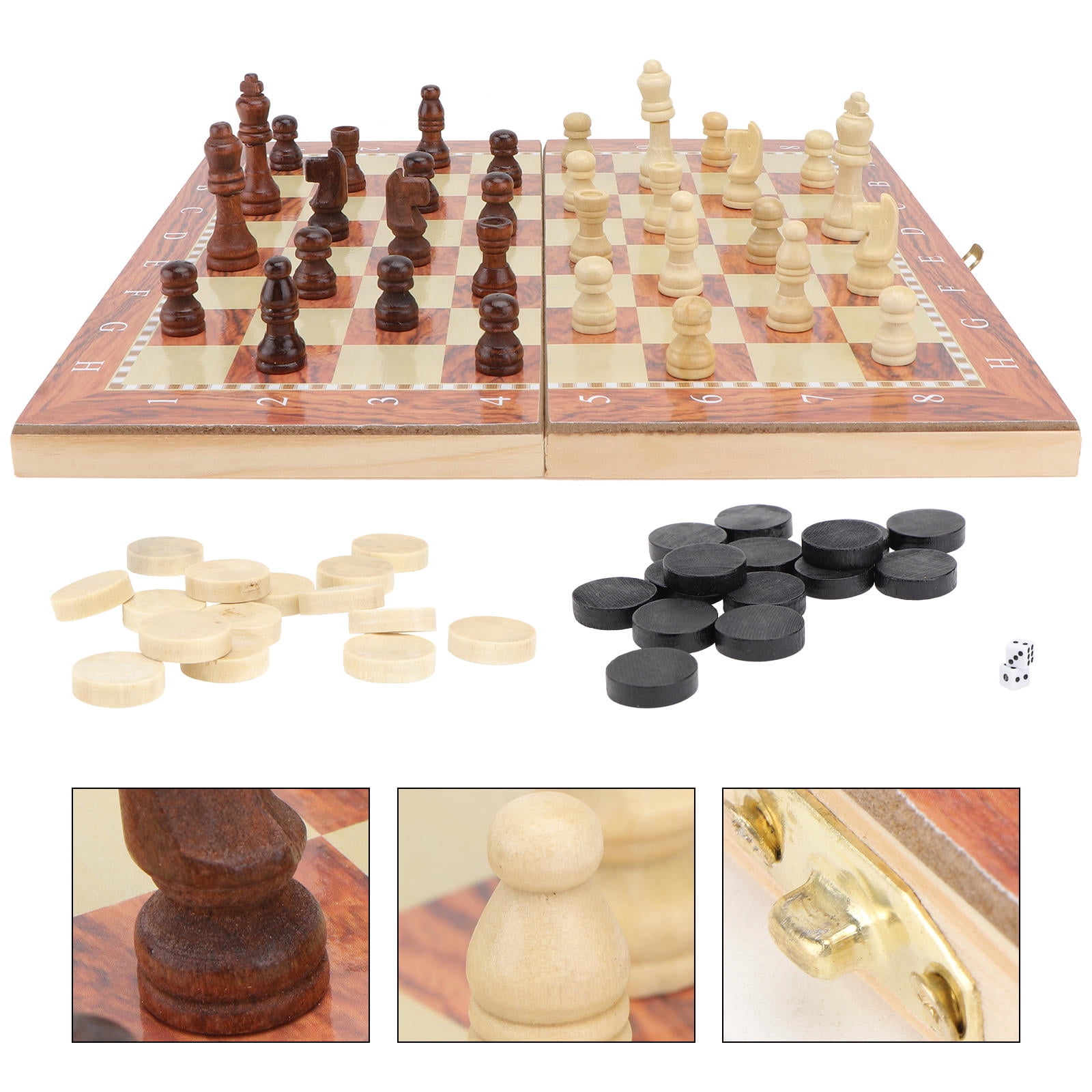 HEALEEP Wooden Chessboard Strategy Game For Beginners 1 Set Brown Light ...