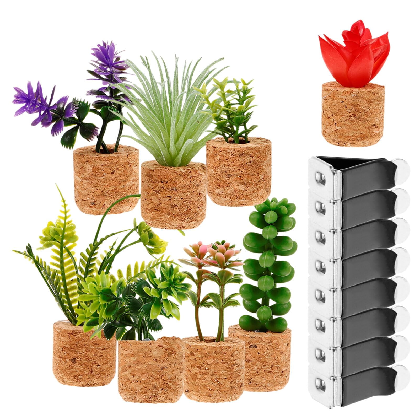 HEALLILY Plant Fridge Magnets Mini Succulent Artificial Plants ...