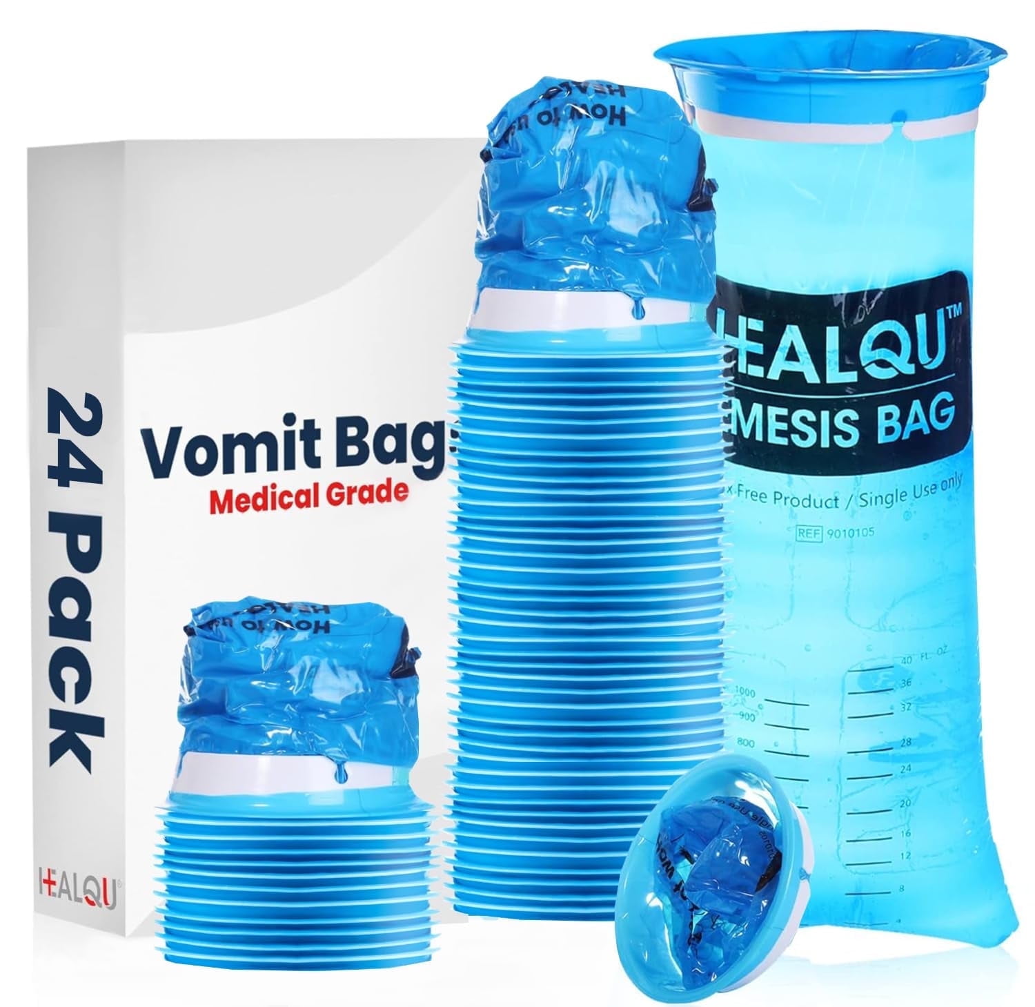 Hospital Vomit Bags - 24 Pack 1000ml Car Throw-Up Bags - Airsick ...