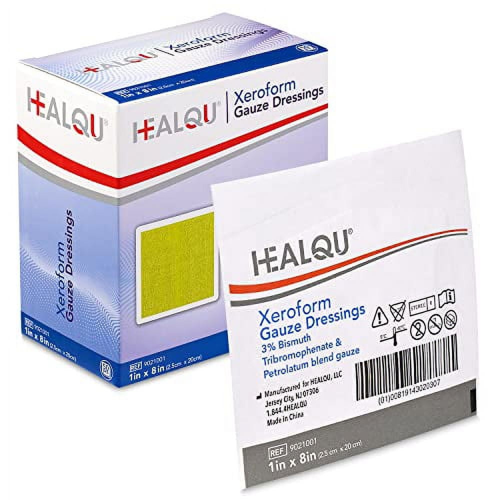 HEALQU Xeroform Petrolatum Dressing - 1"x8" - Non-Adherent Gauze Pad ...
