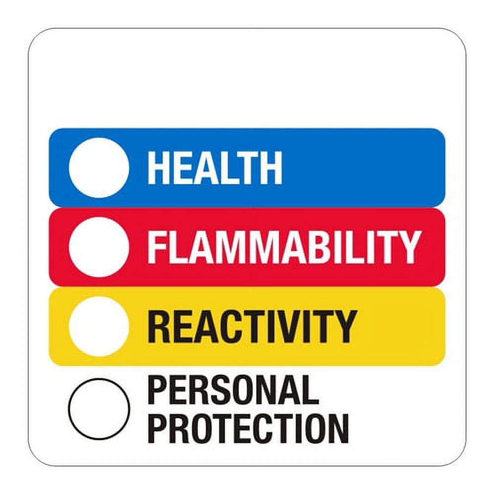 HEALTH - FLAMMABILITY - REACTIVITY - PERS PROTECTION Label, 2" x 2 ...