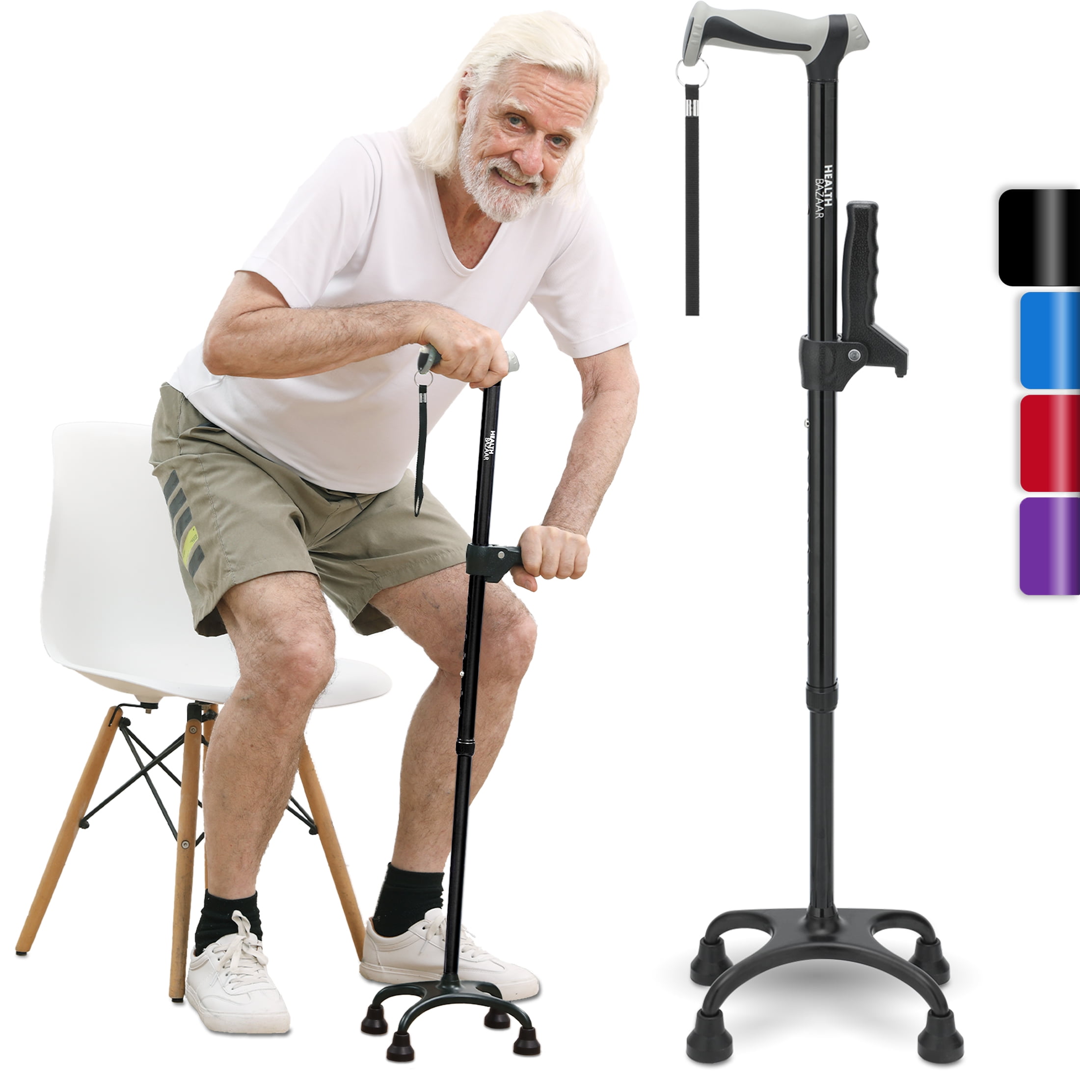 HEALTHBAZAAR Quad Cane Walking Cane for Women & Men for Balance ...