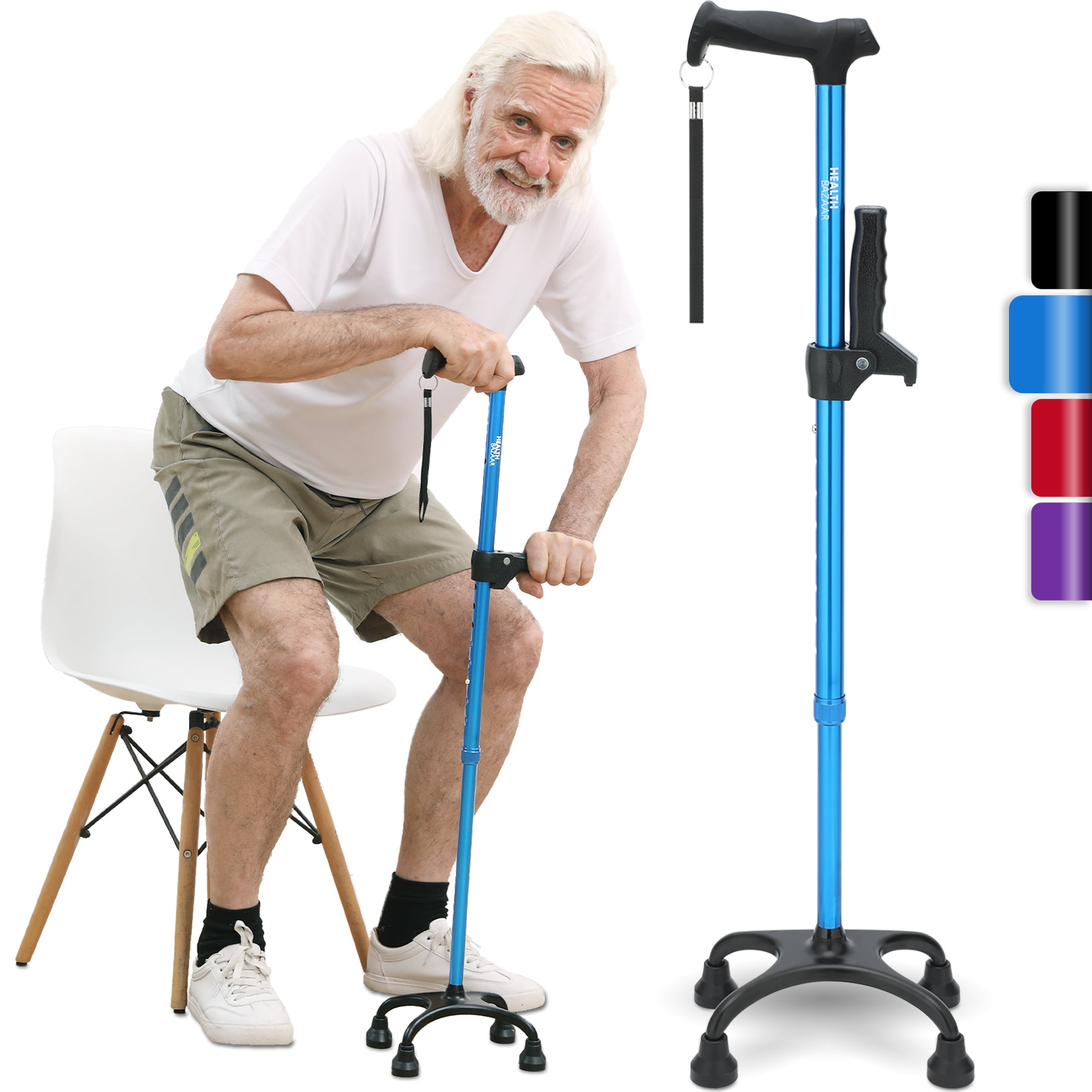 HEALTHBAZAAR Quad Cane Walking Cane for Women & Men for Balance ...