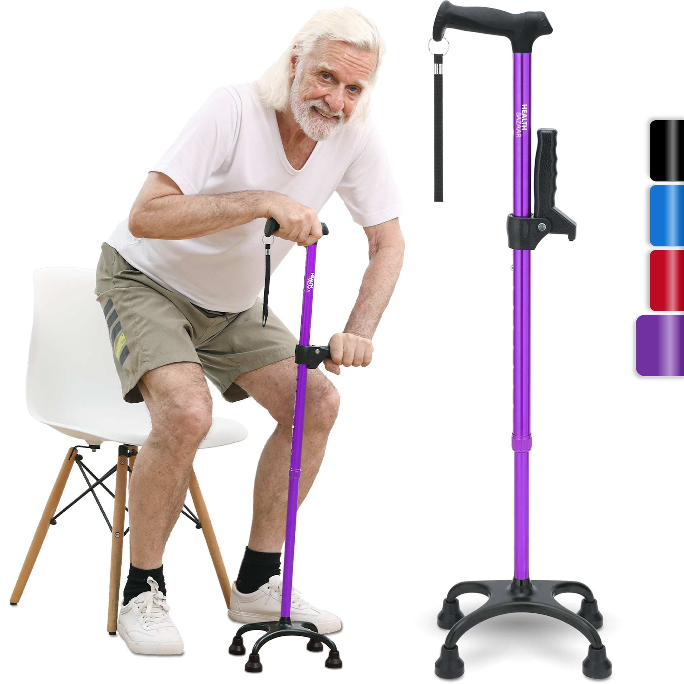HEALTHBAZAAR Quad Cane Walking Cane for Women & Men for Balance ...