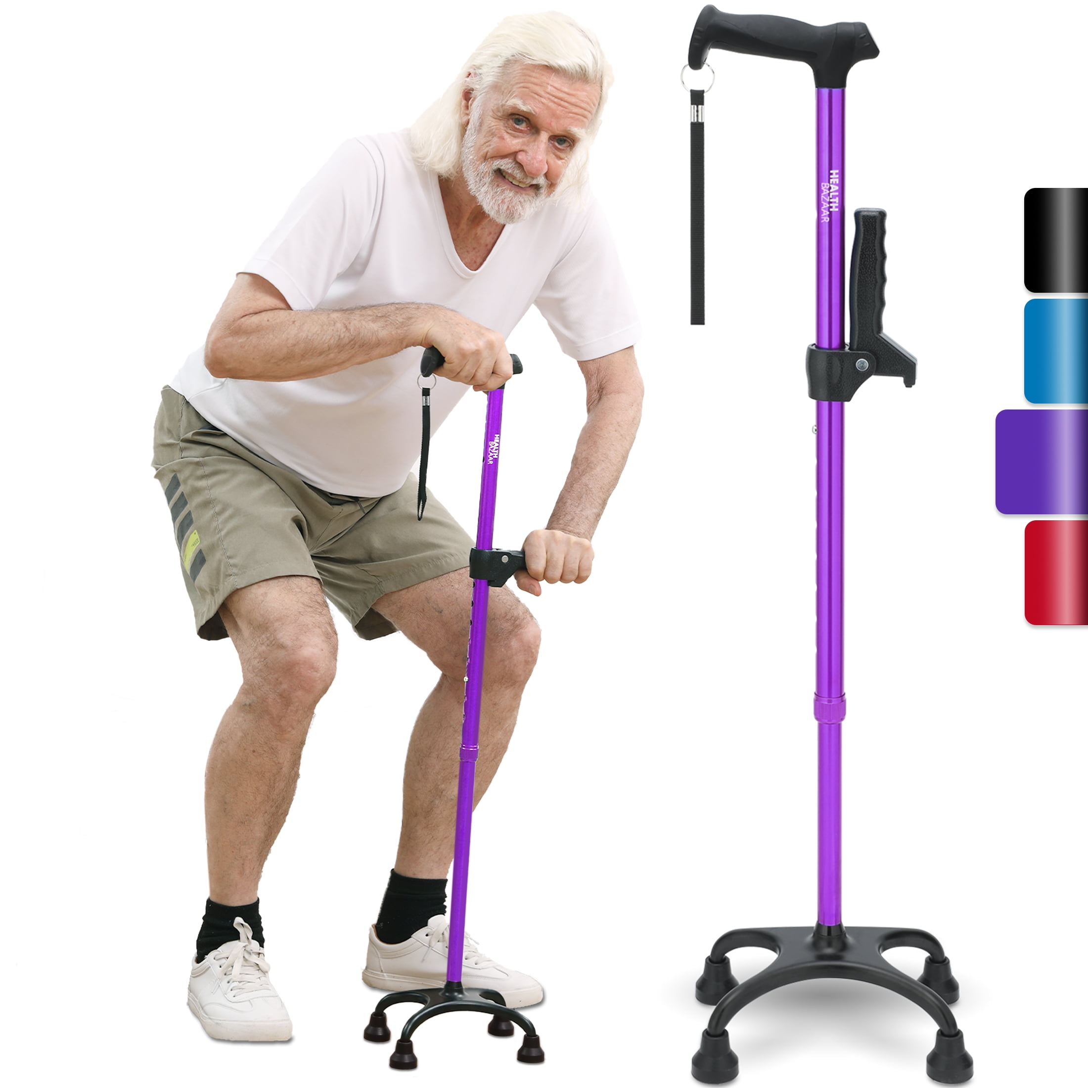 HEALTHBAZAAR Quad Cane Walking Cane for Women & Men for Balance ...