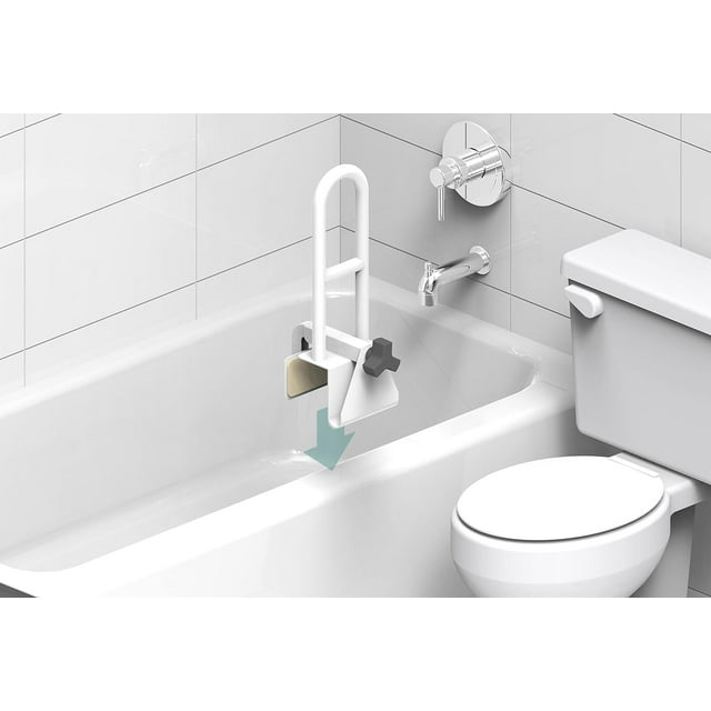 HEALTHCRAFT Easy Mount Tub Clamp Rail For Bathroom Safety, 15" Handle ...