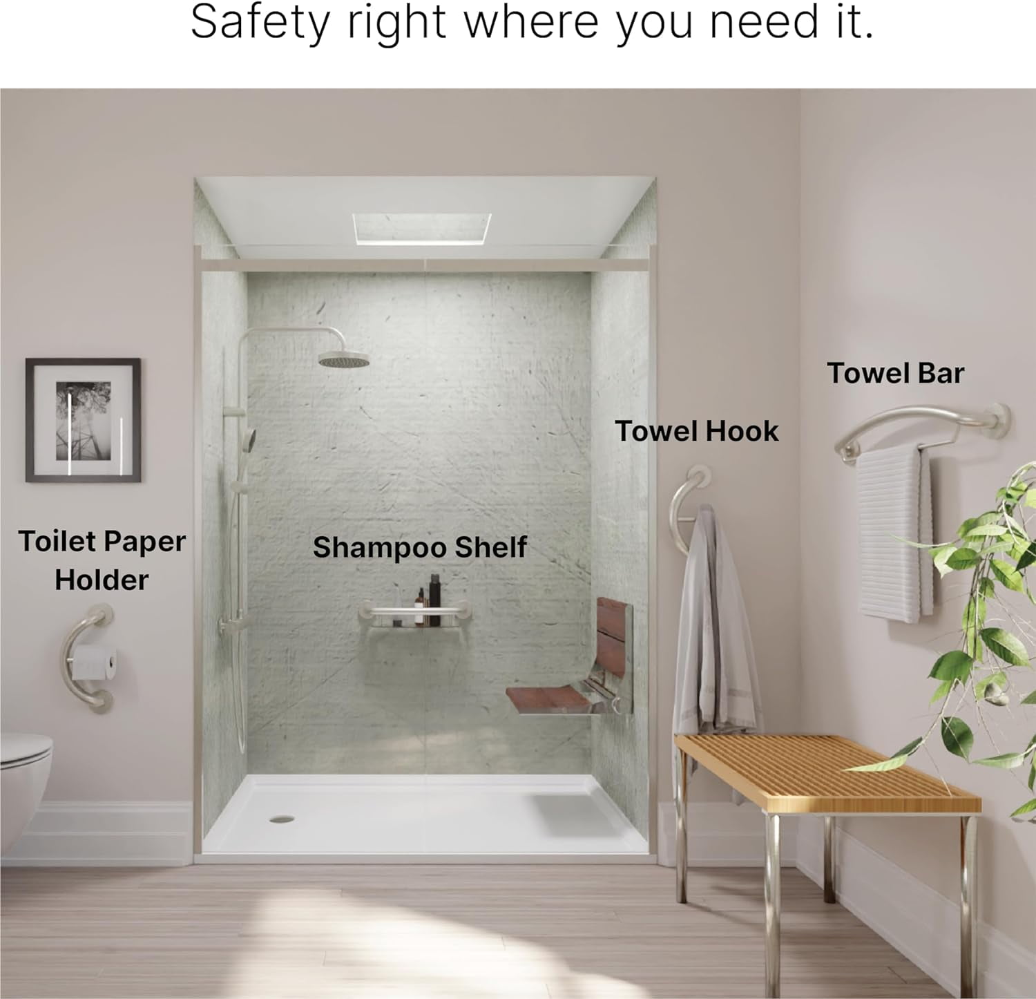 HEALTHCRAFT Plus 2-in-1 Towel/Robe Hook and Grab Bar, 14.5 inch ...