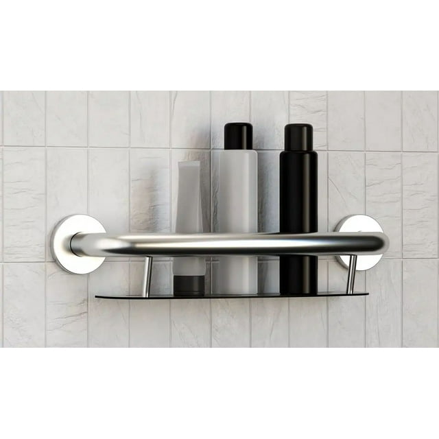 HEALTHCRAFT Shampoo Shelf, ADA Compliant Grab Bar With Shelf, Bath And ...