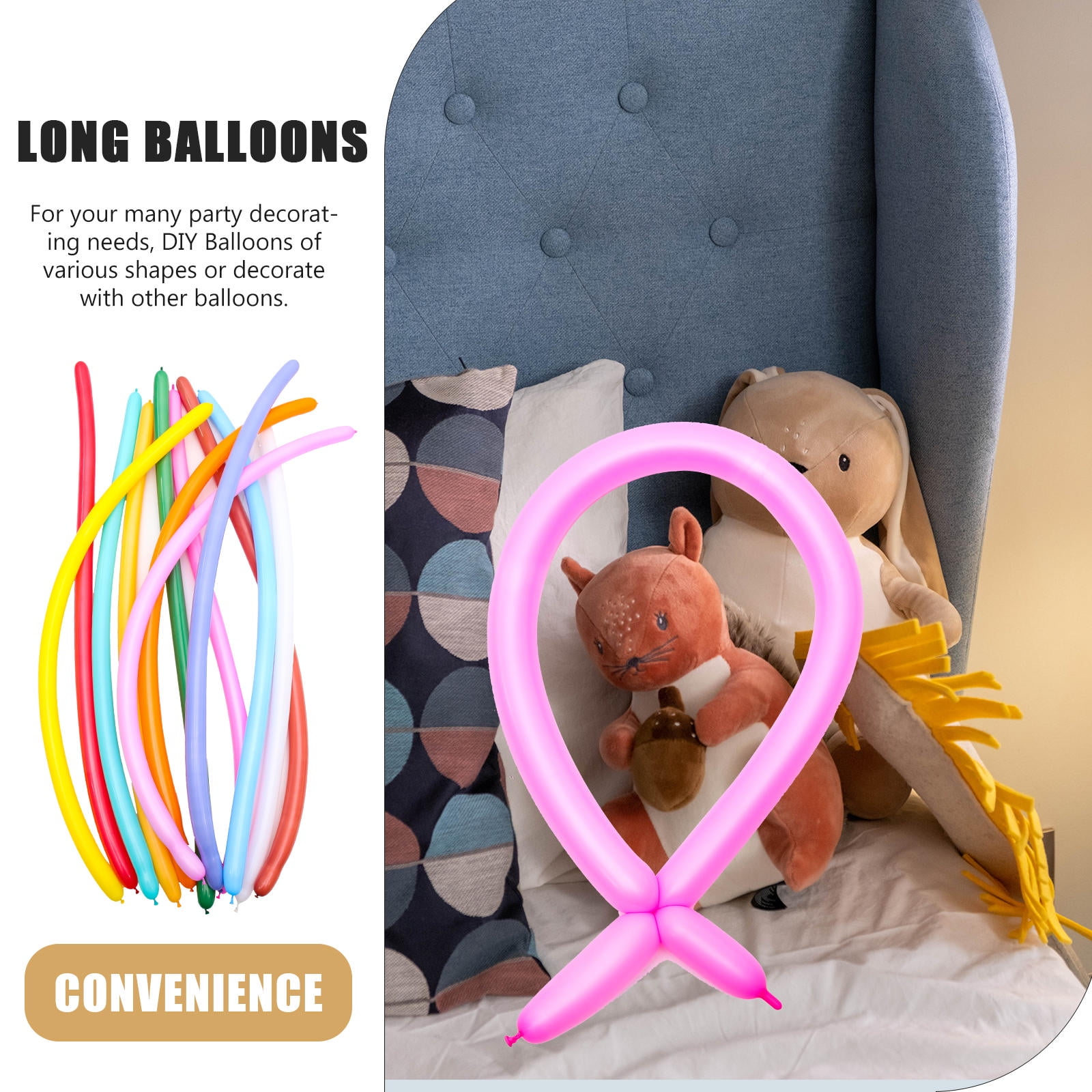 HEANUJJ 100Pcs Long Balloons Assorted Color Latex DIY Shapes Party ...