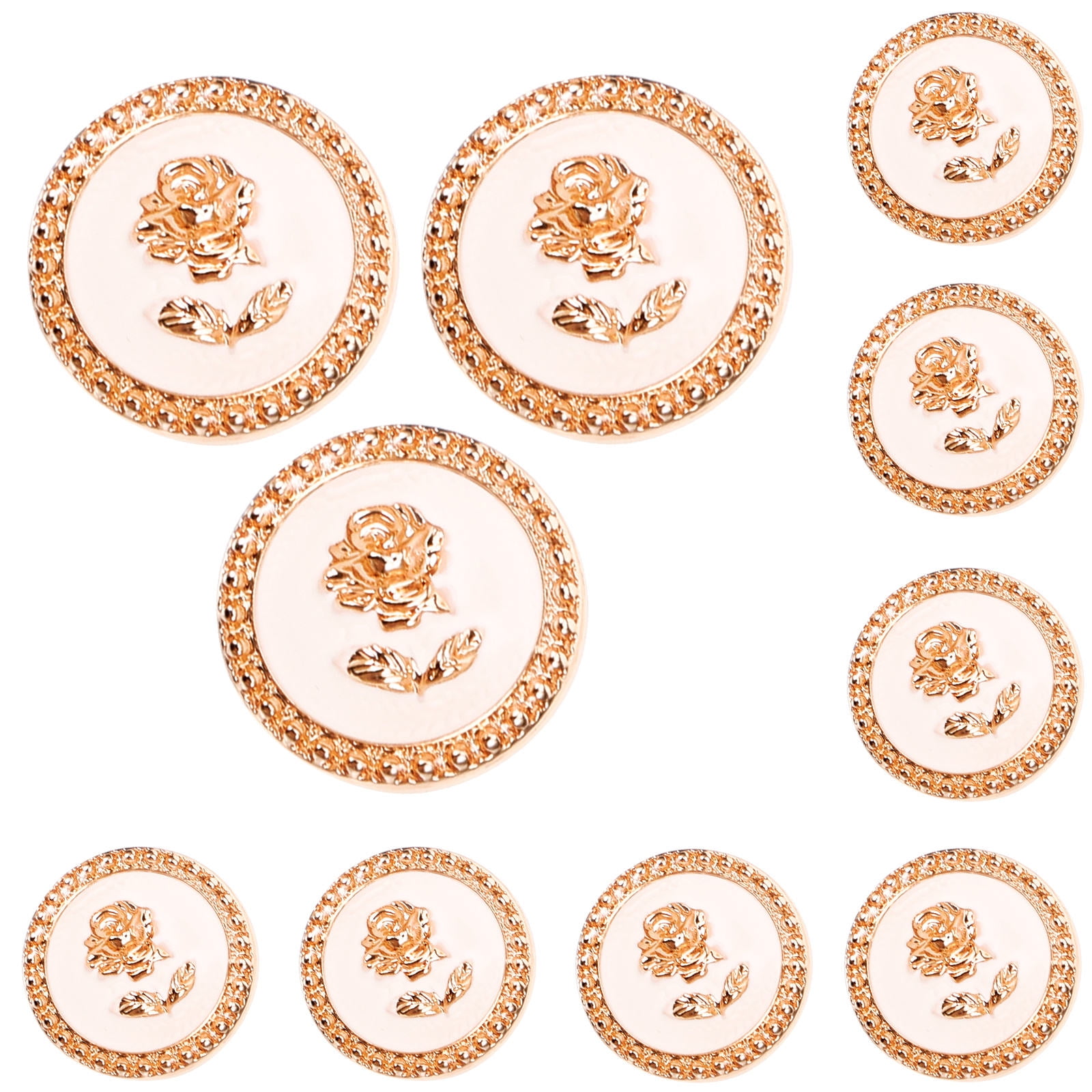 HEANUJJ 10Pcs Small White Metal Buttons for Uniform with Elegant Floral ...