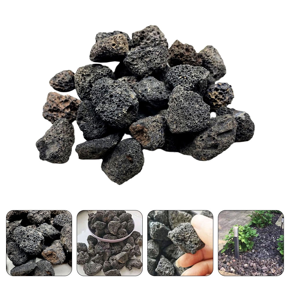 HEANUJJ Natural Black Volcanic Stone Decorative Rocks for Fish Tank ...