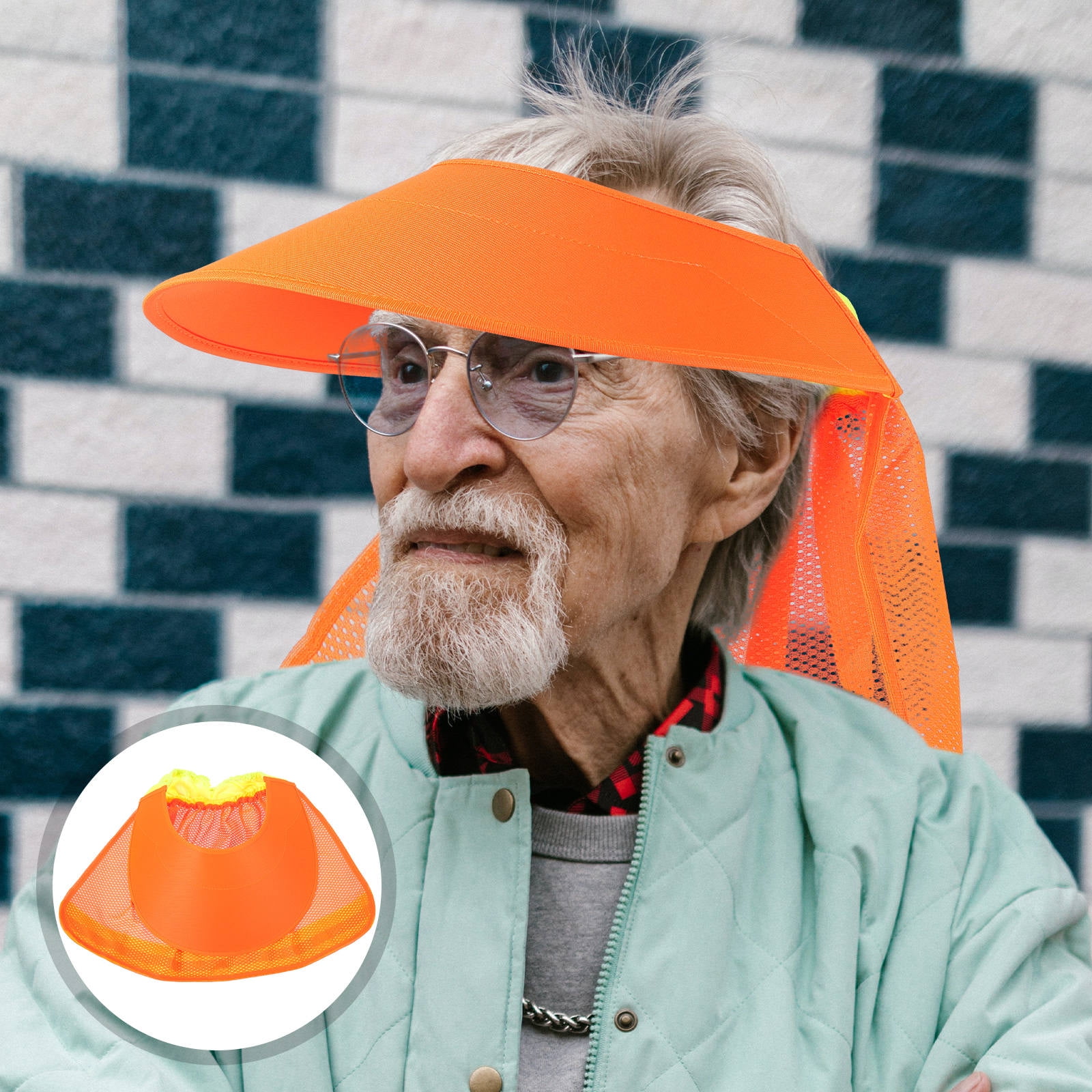 HEANUJJ 1Pcs Orange Hard Hat Sun Shade Full Brim Low Stretch Yarn Mesh ...