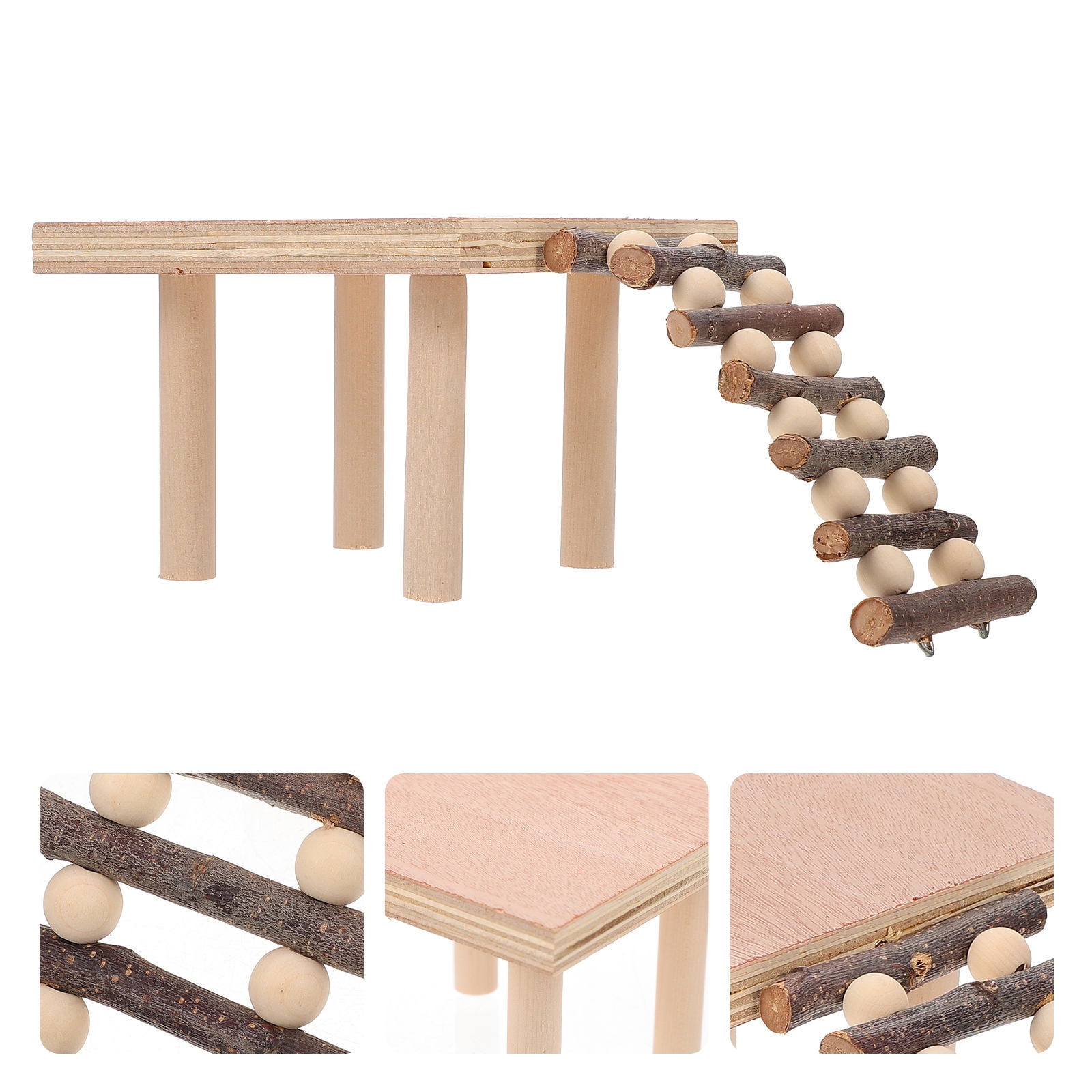 HEANUJJ Small Animal Cage Decoration Hamster Ladder Platform Wood 1Pcs ...