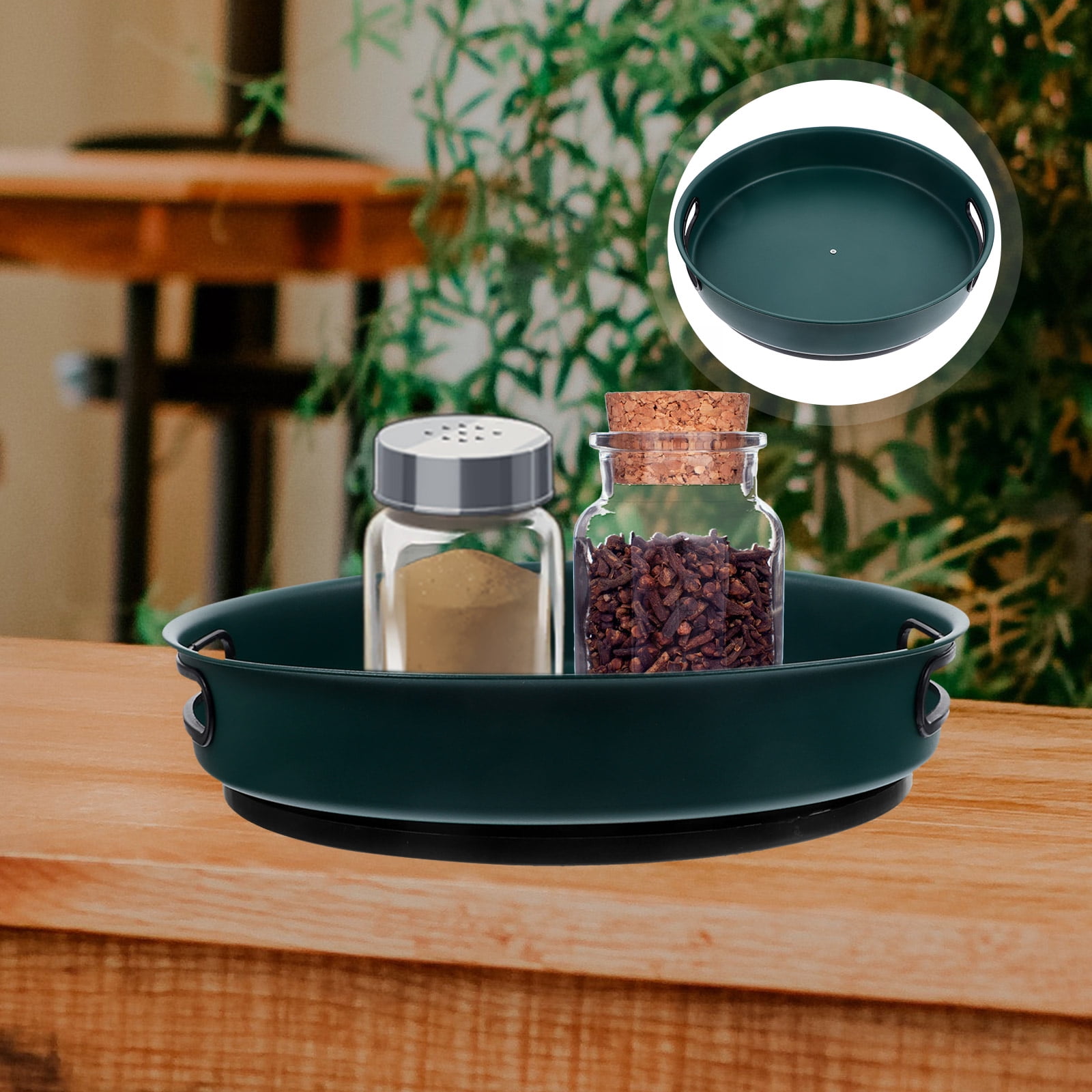 HEANUJJ Kitchen Rotating Spice Rack Turntable with Green Base, 1 Piece ...