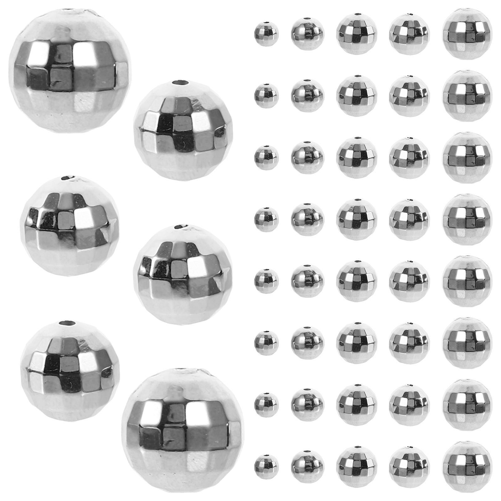 HEANUJJ 200Pcs Silver Acrylic Disco Ball Beads for DIY Jewelry Making ...