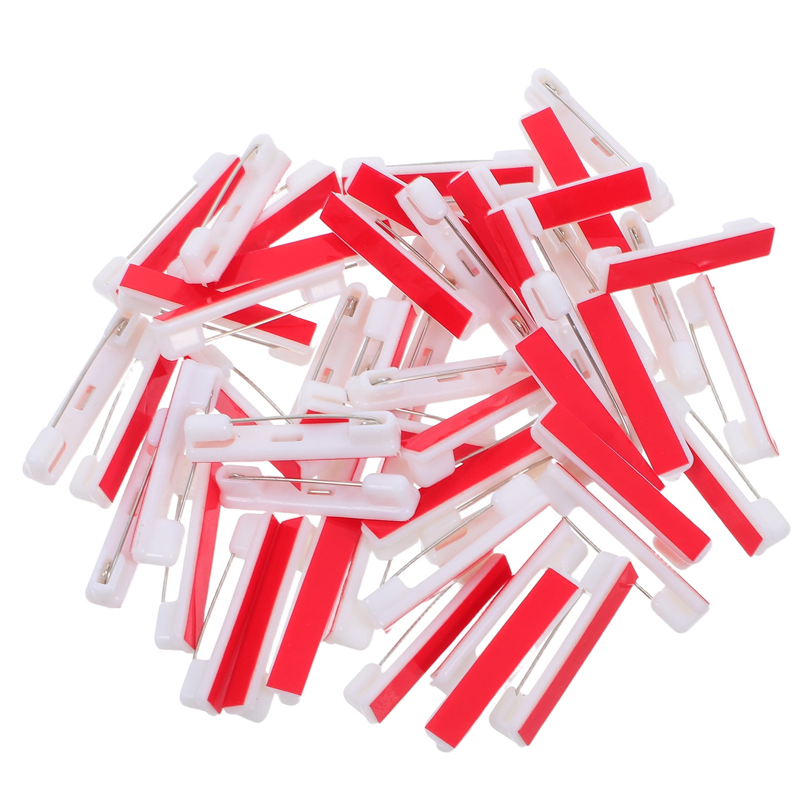 HEANUJJ 200pcs Plastic Blank Badge Button Name Tag Pins White ...