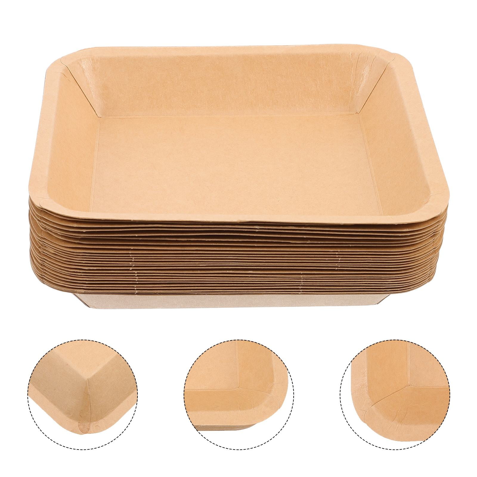 HEANUJJ Oil Proof Rectangular Kraft Paper Plates 25 Count Disposable ...