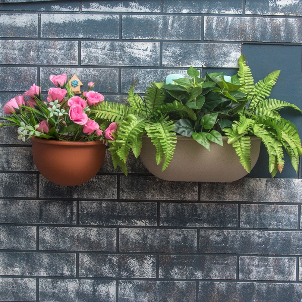 HEANUJJ 2Pack Wall Hanging Flower Pot Semicircle Design Resin Drainage ...