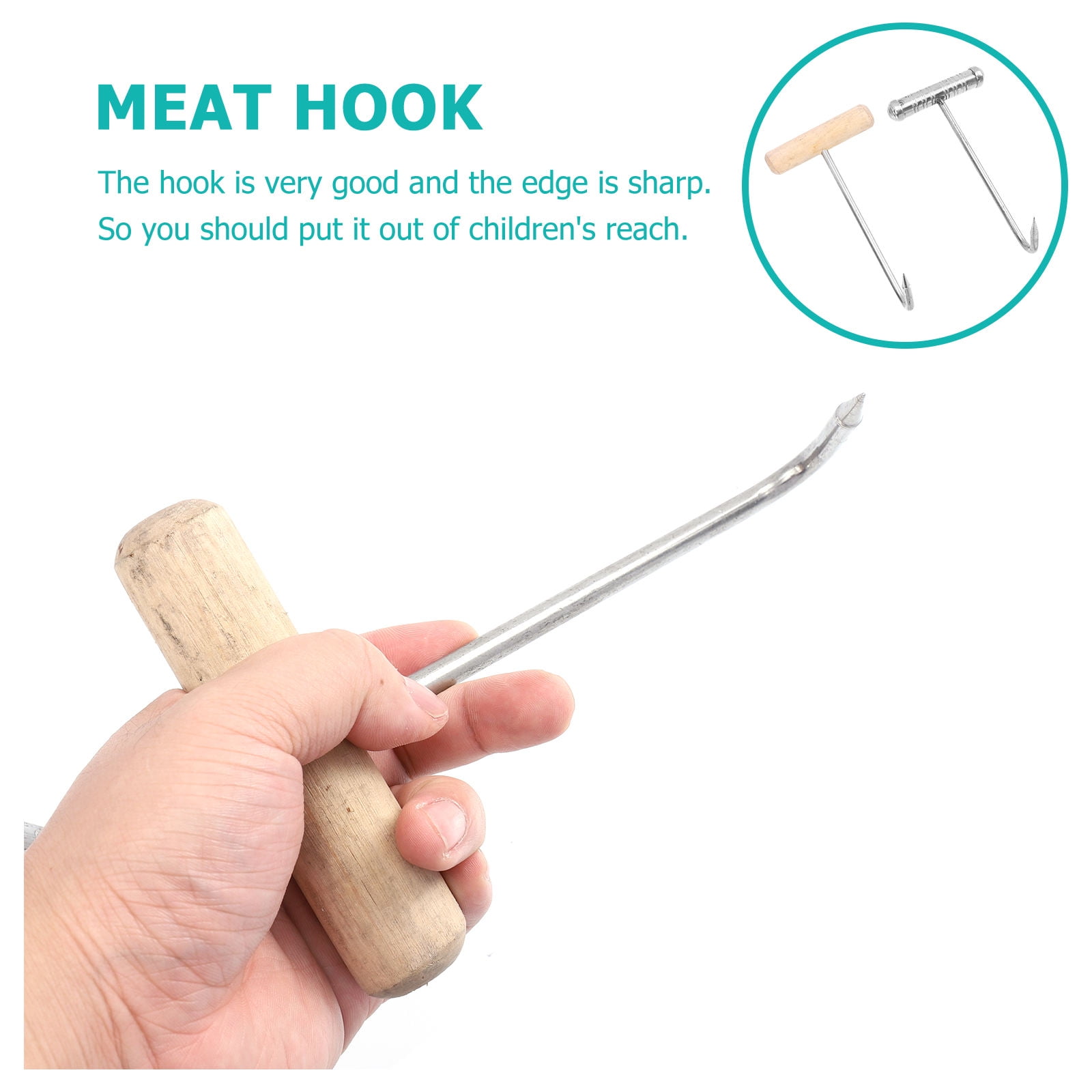 HEANUJJ Bbq Hooks for Grill Utensils Meat Bone Hooks Silver Steel 2Pack ...