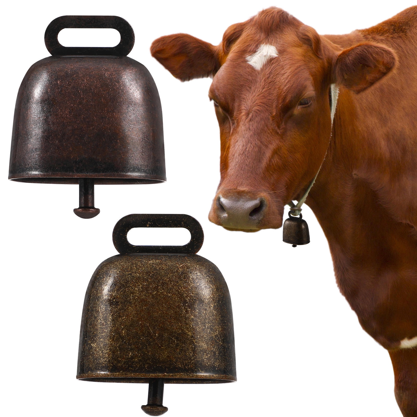 HEANUJJ 2Pcs Metal Bells for Cattle Farm Animal Loud Bell with Dark ...