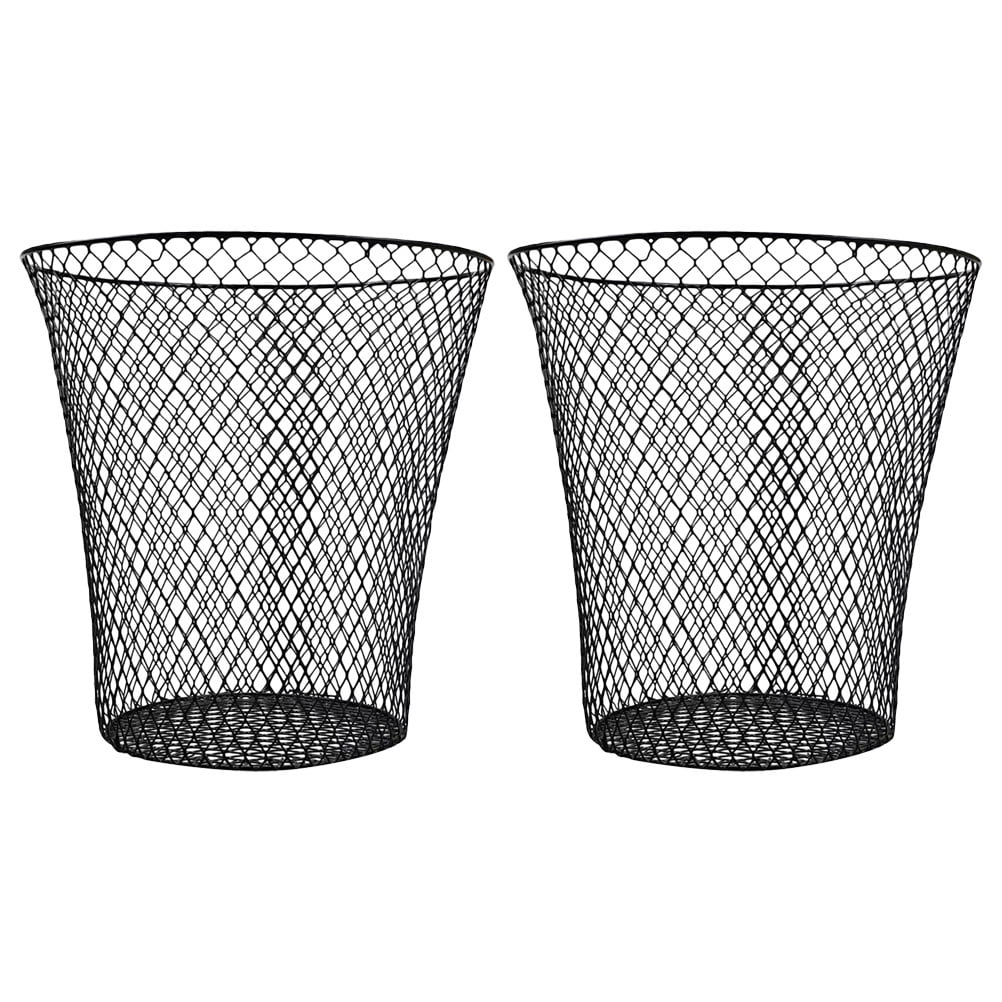 HEANUJJ 2pcs Wire Waste Bin Iron Black Garbage Basket Minimalist Design ...
