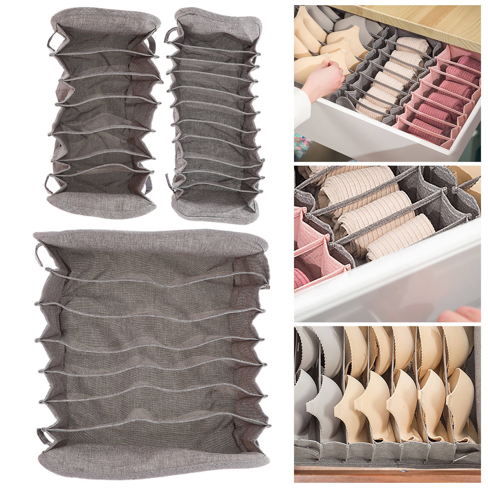 HEANUJJ 3pcs Drawer Organiser Grey Fabric Storage For Householders ...