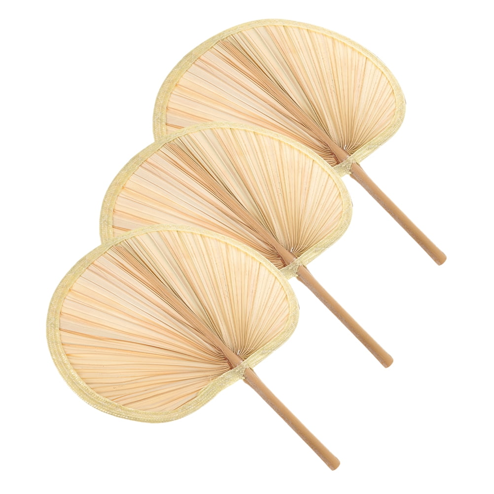 HEANUJJ 3pcs Traditional Design Portable Hand Fans Khaki Wooden Handles ...