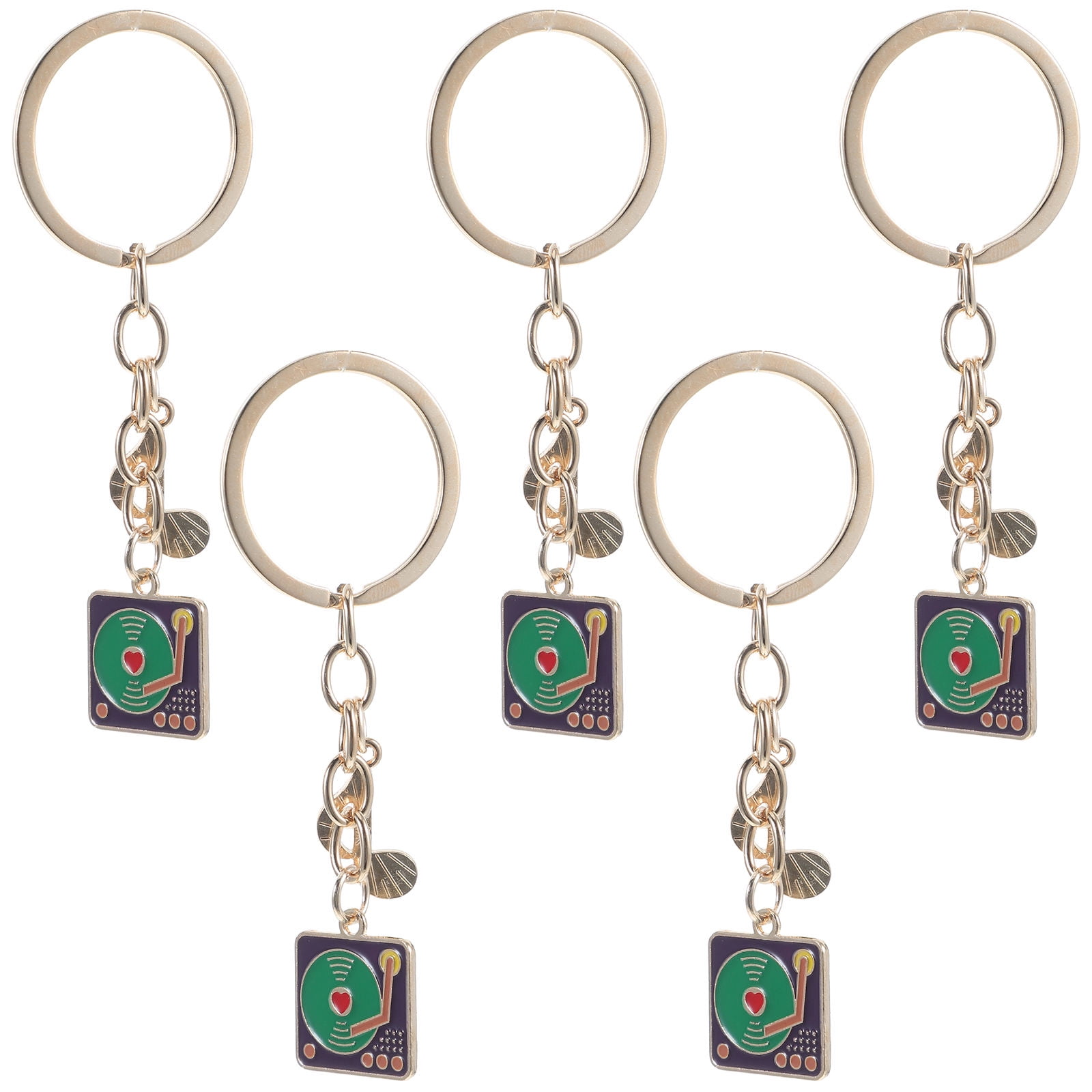 HEANUJJ 5Pcs Zinc Alloy Music Theme Keychains Vinyl Record Phonograph ...