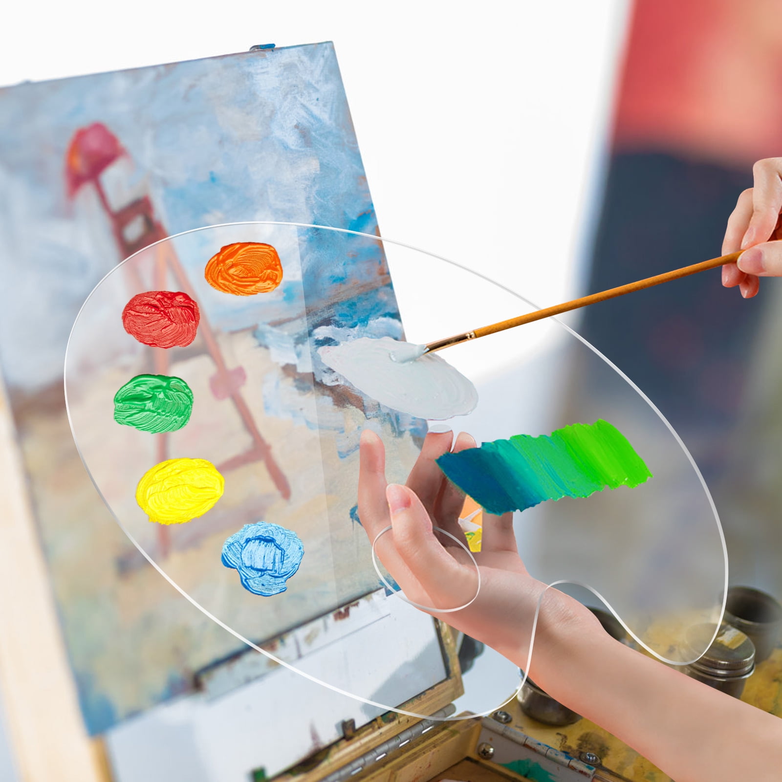 HEANUJJ 1Pc Transparent Acrylic Oval Watercolor Pigment Mixing Tray for ...