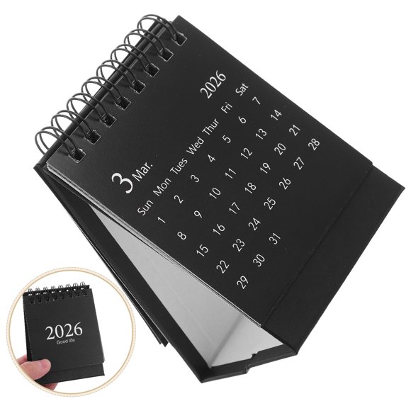 HEANUJJ Desk Stand Calendar 2026 Black Lightweight Daily Flip Calendar ...