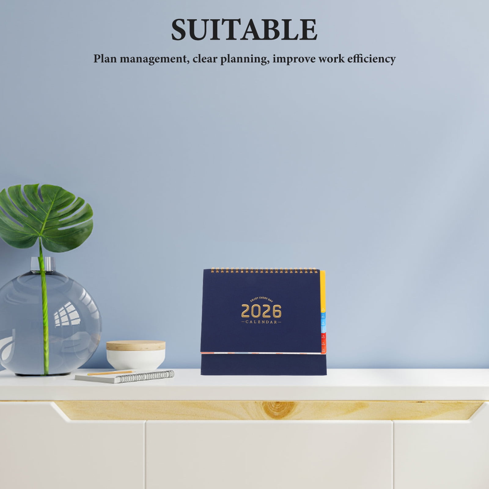 HEANUJJ Elegant Blue Desktop Calendar 2026 with Monthly Planner for ...
