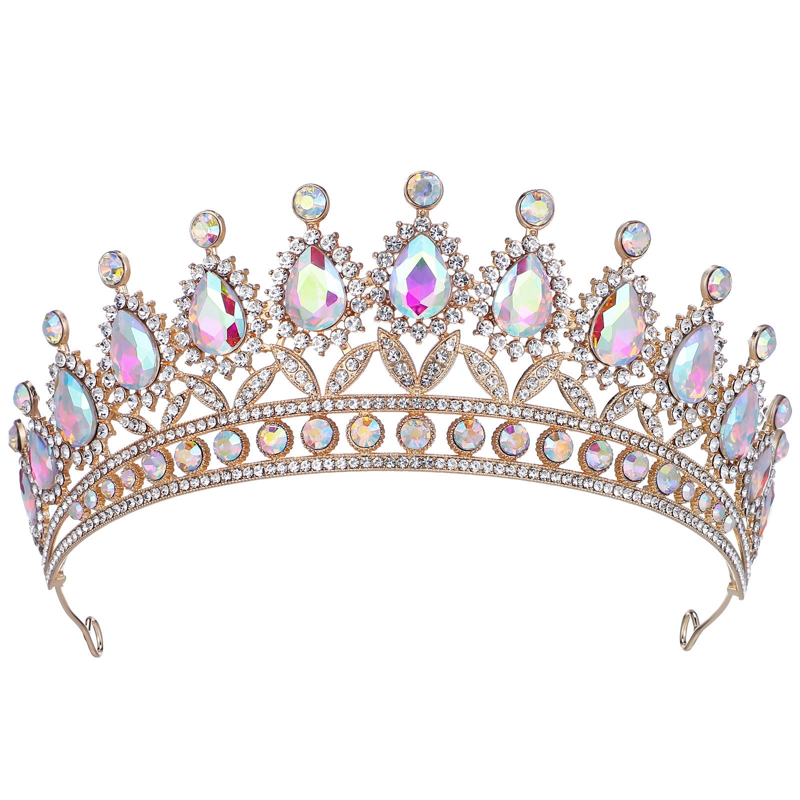 HEANUJJ Elegant Golden Bridal Tiara Crown with Rhinestone Embellishment ...