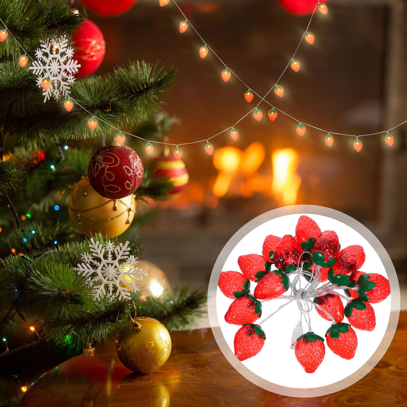 HEANUJJ Hanging Fairy Lights Strawberry Shaped Plastic Night Lighting ...