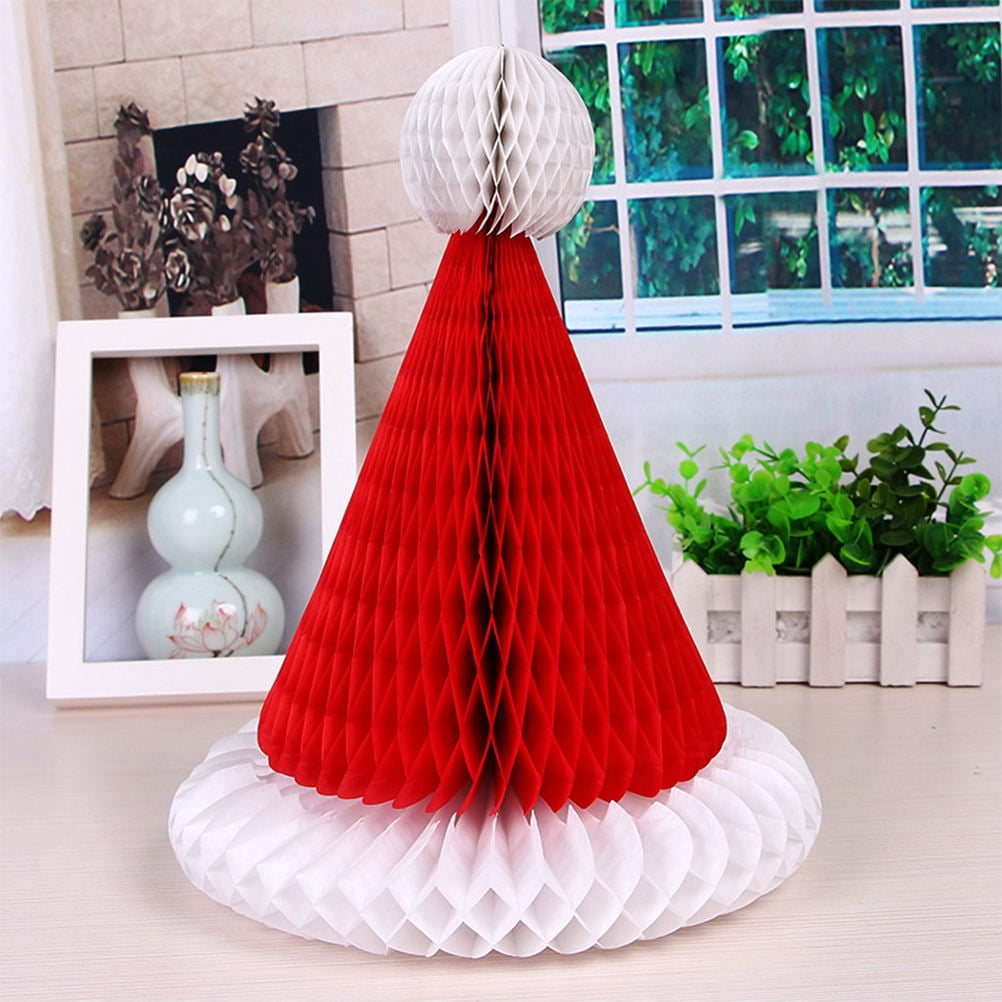 HEANUJJ Honeycomb Christmas Hat 2Set Red Paper Decorations For Festive ...